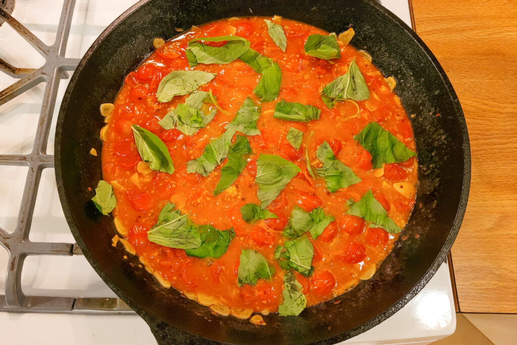 Braised Fish with Cherry Tomatoes, Garlic, and Basil - Ian Benites
